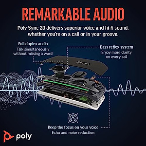 Plantronics Poly Sync 20 USB-C Personal Portable Smart Speakerphone Long Battery Life � Noise/Echo Reduction -Works w/Teams (Certified), Zoom, PC, Mac, Mobile � Amazon Exclusive