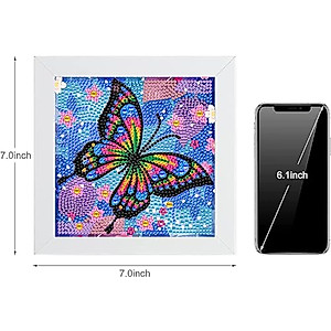 Nzhidey Butterfly Diamond Art Kits for Kids-Butterflies Diamond Art Painting Kits for Kids with Frame,Butterfly Diamond Art for Kids with Beautiful Package for Gift (6x6 inch)