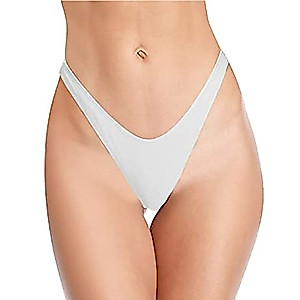 Women Brazilian Thong Bikini High Cut Swimwear Panty Sexy Beachwear Brief Fashionable Stretch Underwear Plain Lingerie White