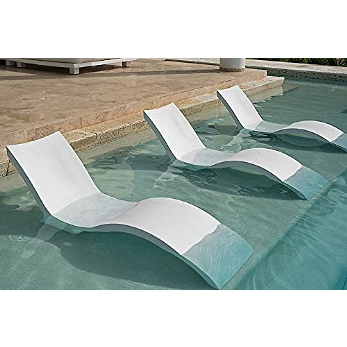 Ledge Lounger - Signature Chaise Deep - Inside Pool & Sun Shelf Lounge Chair - Designed for Deep Shelves 10”-15” - Compatible with All Pool Types - Poolside & Sun Deck Tanning - Set of 2 - Sandstone
