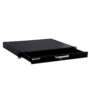 RackPath 1U Rack Mount Drawer for 19 Inch AV/Network/DJ Equipment Racks or Cabinets with Lock and Key