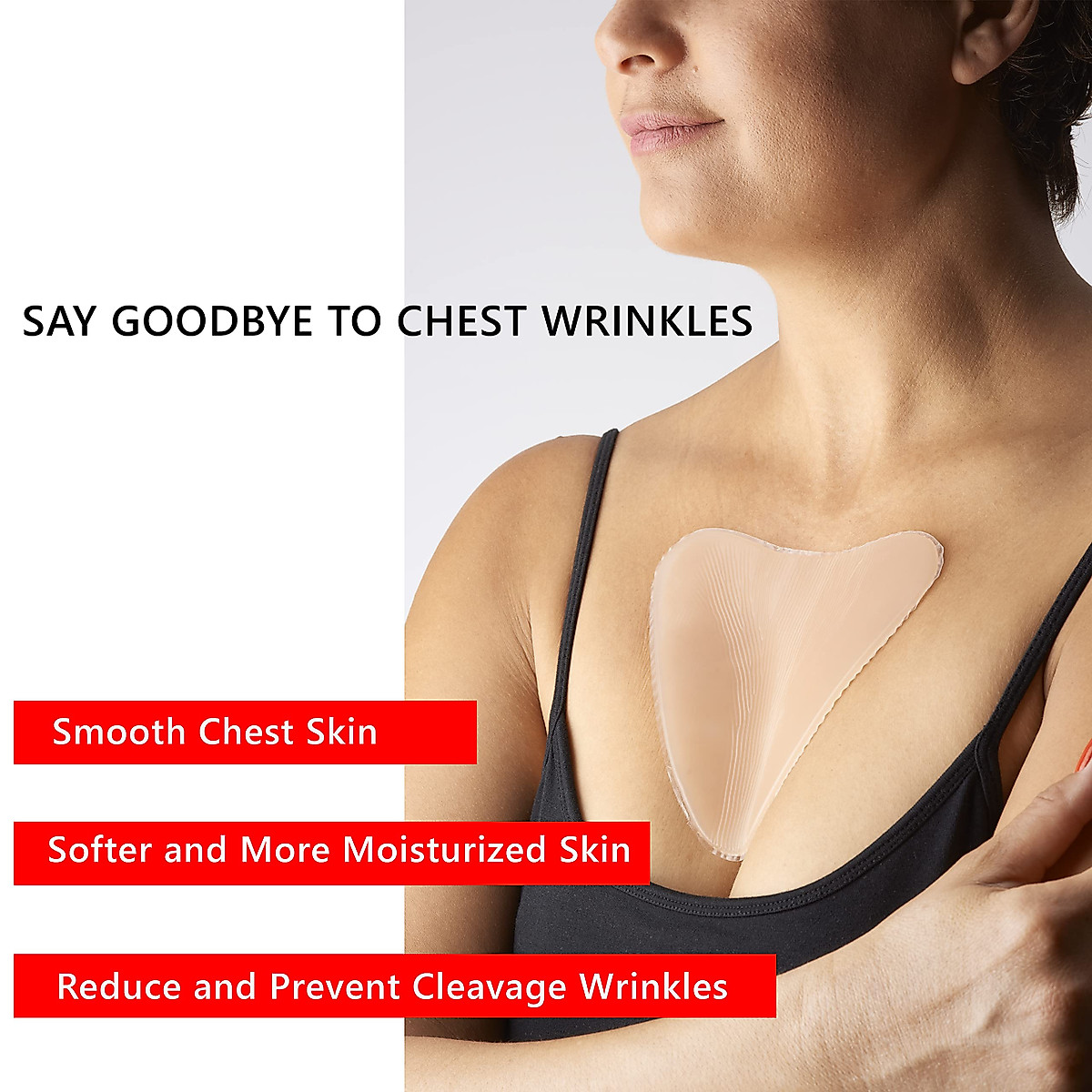 DoSensePro Silicone Chest Wrinkle Pads Reusable - Pack of 2 Silicone Patches for Wrinkles from side sleeping - Prevent Cleavage and Chest Wrinkles - Decollete Anti-Wrinkle Chest Pads