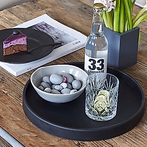 FRTIM 11.4 Inches Round Decorative Serving Tray, Green Decorative Tray Candle Tray for Coffee Dining Table Modern Farmhouse Kitchen Countertop Centerpiece Home Decoration