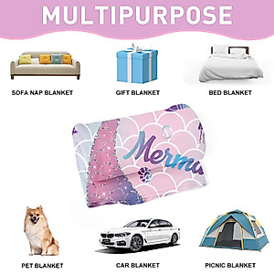 Mermaid Blanket Mermaid Present for Girls，Mermaid Throw Blankets Flannel Soft Warm Plush Sea Blanket for Girls Kids Women Adult for All Season Bed Couch Living Room Decor 50"x60"