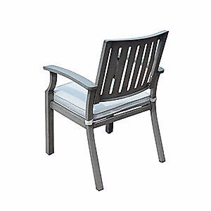 GDFStudio Outdoor Modern Aluminum Dining Chair with Cushion (Set of 2), Dark Gray and Silver