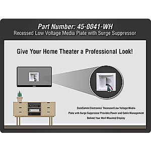 DATA COMM Electronics Media Plate with Duplex Surge Suppressor, White, 0 US
