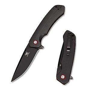 HUNTER.DUAL Pocket Knife, Folding EDC Knife with Clip for Men, Small Camping Knife for Outdoor, 3.34'' D2 Steel Blade, G10 Handle