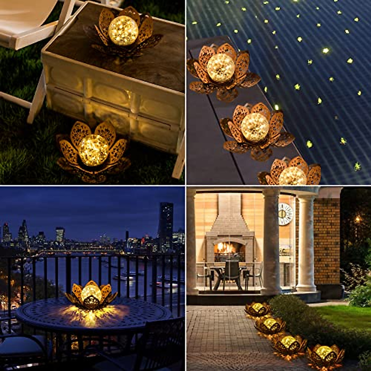 Huaxu Solar Garden Lights Outdoor Decorative - Bright Lotus Flower Table Lamp, Waterproof Solar Lights for Patio Pathway Yard Balcony Outside Decor