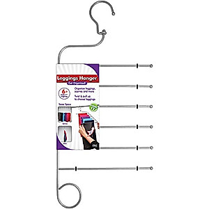 Jokari Set of 2 Non Slip 6 in 1 Space Saving Hangers for Leggings, Pants, Scarves and More. Maximize Storage, Hang Six Pairs Of Slacks, Jeans and Any Material Workout or Yoga Pants, and Won't Slip Off