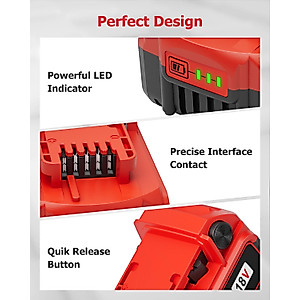 KOOMICY 4Pack 18V 6.0Ah Batteries Replacement for Milwaukee M-18 Battery and 1 Charger Set