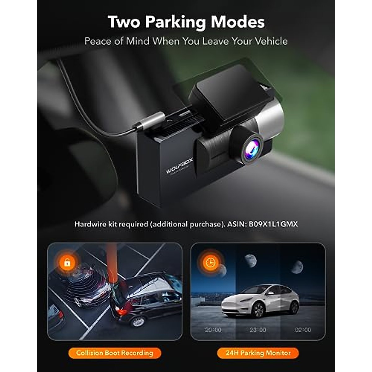 WOLFBOX i17 Dash Cam Front Inside, 4K+2.5K 5G WiFi Dual Dash Camera with 64GB Card, 2160P UHD 3" LCD Car Camera for Cars with Super IR Night Vision, Smart Parking Monitor, GPS, Loop Recording