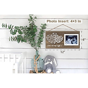 Ultrasound Picture Frame Baby Announcement Gifts - Sonogram Gender Neutral Baby Gift for Expecting Mother Love at First Sight Nursery Decor Handmade String Hearts Celebrate the Bond Between Mom & Baby