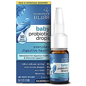 Mommy's Bliss Baby Probiotic Drops Everyday - Gas, Constipation, Colic Symptom Relief - Newborns & Up - Natural, Flavorless, 0.34 Fl Oz