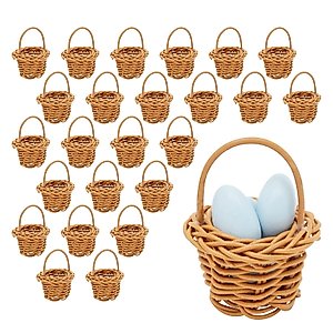 Juvale 24 Pack Rattan Mini Picnic Baskets with Handles for Tiny Birthday Party Favors or Baby Shower (2.75 in)