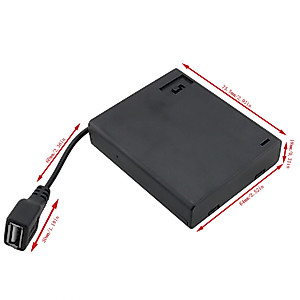 MTQY AA Battery Holder 2PCS 4 AA 6V Multi-Function Battery Storage Case Box with Cover,On/Off Switch and USB Cable