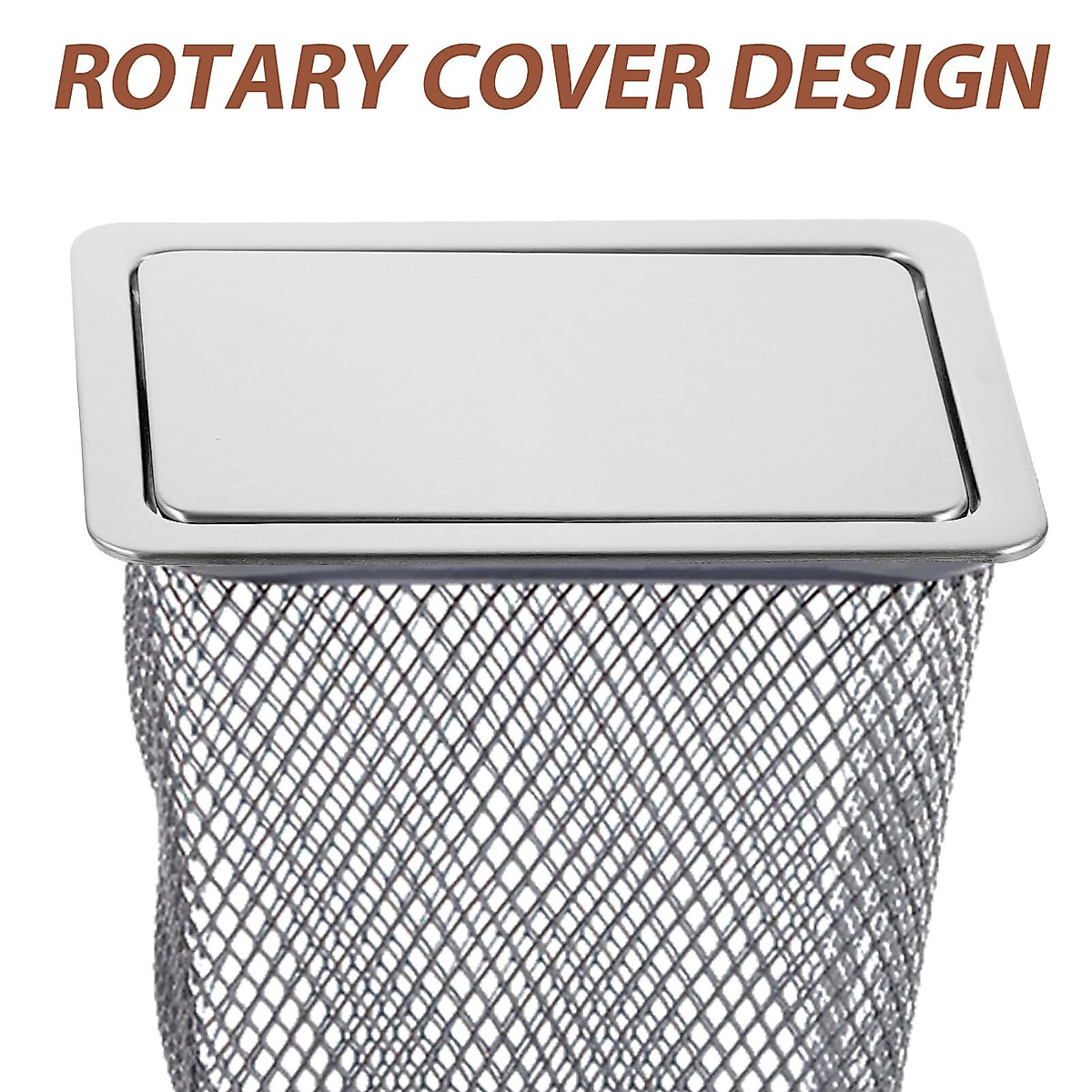 BESTOYARD Trash Bin Lid Only Swing Top Trash Can Lid Replacement Recessed Counter Top Cover Stainless Steel Waste Bin Lid Swing Flap Lid Cover