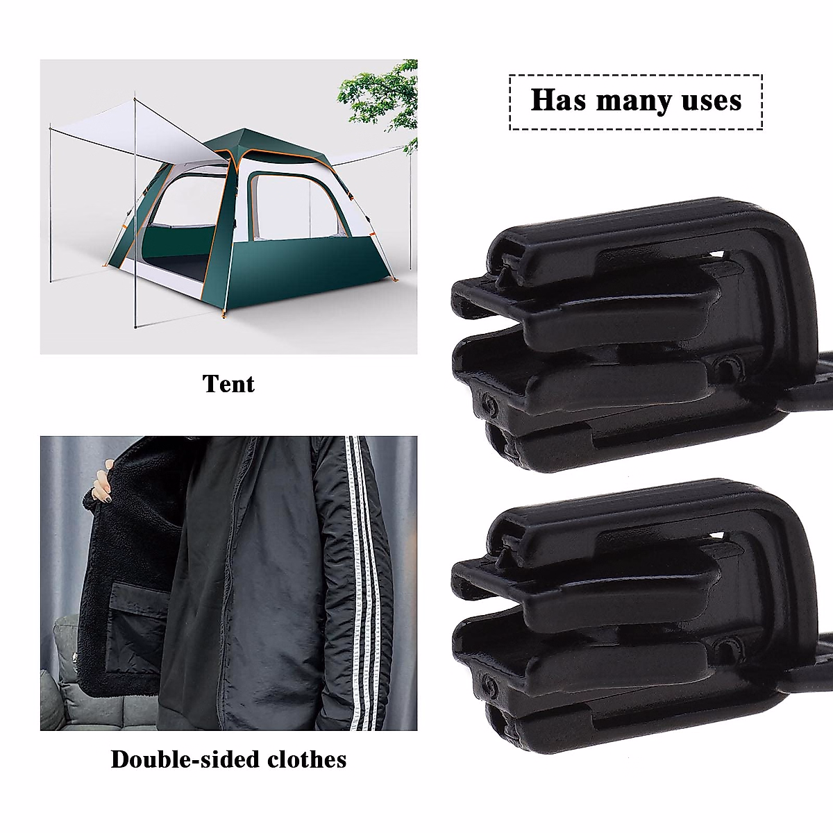 Micro Traders 10PCS Number 5 Zippers Replacement Reversible Pulls Sliders Zips with U-shape Stop Kit for Outdoor Tents and Double-Sided Multicolour 37x12mm