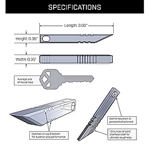 Milspin Rhino Bar EDC Stainless Steel Mini Pry Bar Multi tool Keychain with Screw Driver, Box Opener and Minimalist Tool Features, Made in The USA