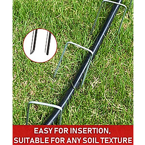 Decorlife 100-Pack Landscape Staples, 6-Inch 11 Gauge Galvanized Garden Staples with Sharp Ends, Anti-Rust & Heavy-Duty, Ideal for Anchoring Weed Barrier Fabric, Irrigation Line