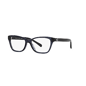 Coach HC6196U Universal Fit Prescription Eyewear Frames, Transparent Blue/Demo Lens, 52 mm
