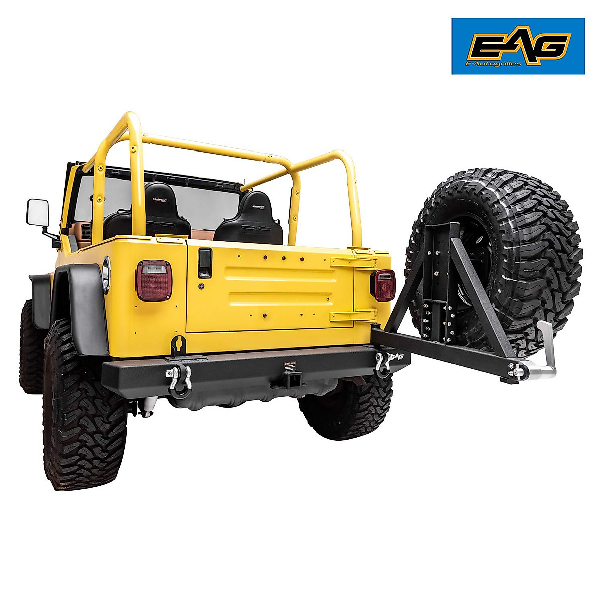 EAG Classic Rear Bumper with Tire Carrier Black Textured Fit for 87-06 Wrangler TJ YJ