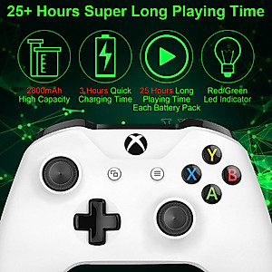 Rapthor 2800mAh Rechargeable Controller Battery Pack with Charger for Xbox One/Series X|S/Xbox One S/Xbox One Elite/Xbox One X Batteries Kit (3 Batteries+1 Charger)