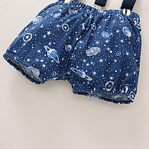 Baby Clothes 1st Birthday Outfits Short Long Sleeve Romper Pants Suspenders Strap Outfits Toddler Boy First Sets Blue