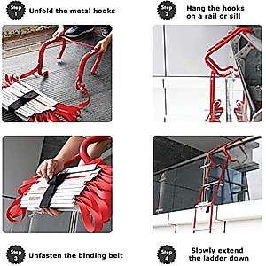 FGQCBBYC Emergency Fire Escape Ladder 2-6 Storey, Aluminum Alloy Flame Resistant Portable Safety Ladders, Easy to Store Fire Ladder for Indoor Outdoor,Tree House, Playground,13FT/4M