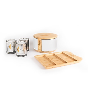 TerraFlame Portable Indoor and Outdoor Smoke Free Clean Burning Gel Fuel S'mores Roaster Tabletop Gift Set with Bamboo Tray - White