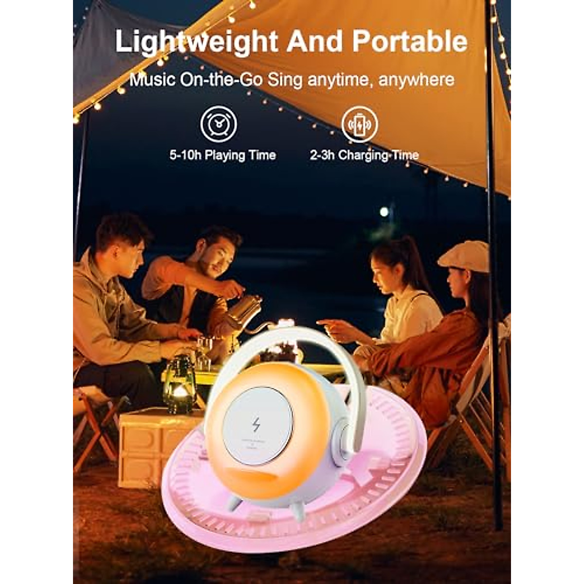 Depulat Kids Bluetooth Speaker with Lights 15W Portable Wireless Charging Speaker Dimmable Night Light Best Birthday Music Gifts for Teenagers -Bedroom, Office and Home Decor(Without Battery)