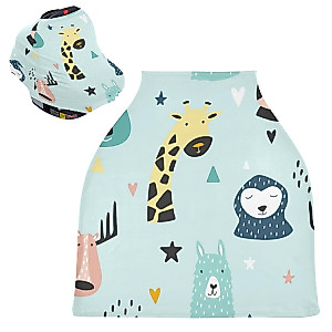 Koala and Llama Baby Car Seat Covers, Giraffe Nursing Cover Breastfeeding Scarf Soft Breathable Stretchy Coverage Multi-Use Cover Ups, Baby Gift for Boys Girls