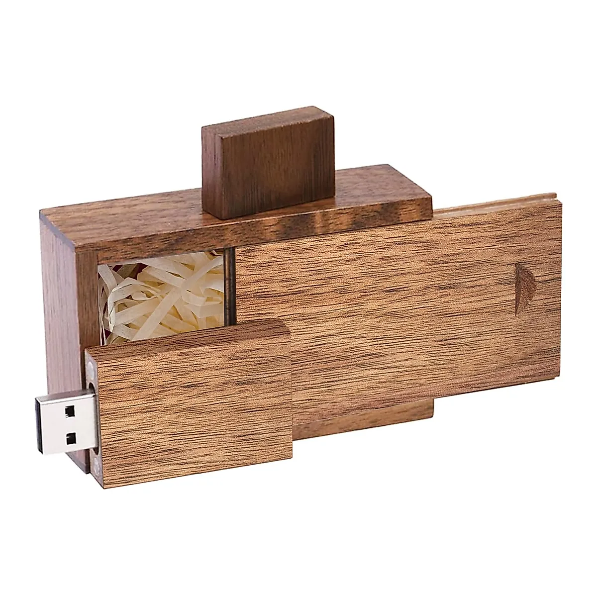Wood USB Flash Drive with Wooden Gift Box TATMOHIK 16GB USB 3.0 Wedding Wood Flash Drive Box Walnut Wooden Thumb Drive for Keepsakes for Wedding/Birthday/Valentines Day