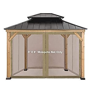 CoastShade Universal Replacement Canopy Mosquito Netting Screen Sidewalls Height 7FT for 8x8 or 10x10 or 10x12 Gazebo Canopy,Beige