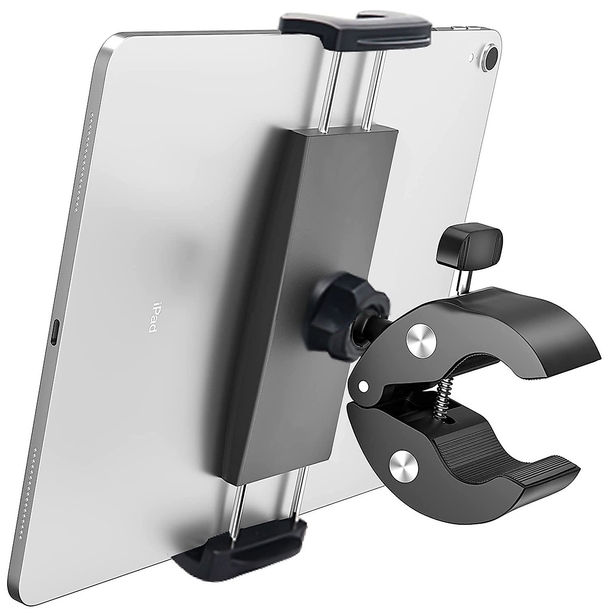 Cuxwill Spin Bike Tablet Mount for 4-13" Tablet & Smartphone, Portable Bicycle Holder Clamp for Indoor Gym Treadmill, Spinning, Elliptical, Stationary Bike, Golf Cart, for iPad Pro Mini Air, iPhone