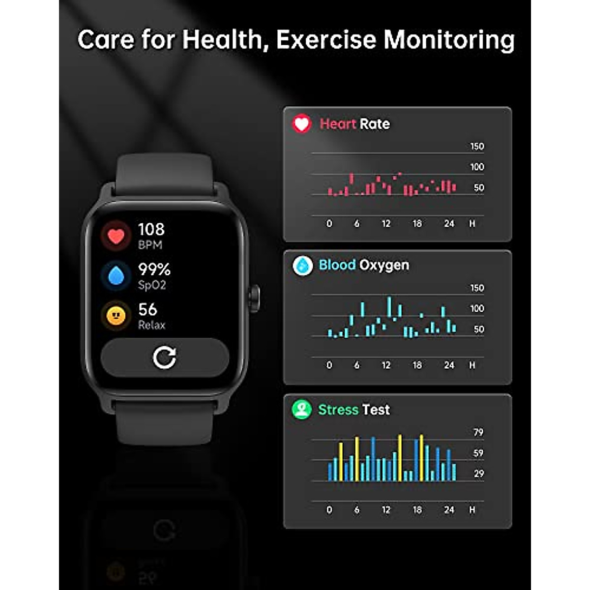 Smart Watch for Men Women (Answer/Make Call), 1.8" Touch Screen Activity Trackers for Android iPhone Compatible with Alexa Built in, Fitness Heart Rate Blood Oxygen Sleep Monitor, IP68 Waterproof