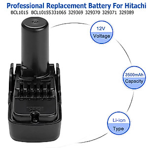2Pack 3.5Ah Battery for Hitachi 10.8V-12V Li-ion BCL1015 Battery BCL1015 BCL1015S 331065 329369 329370 329371 329389
