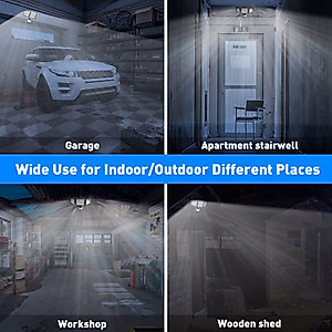 QUNCWL Motion Sensor Outdoor Lights Battery Powered - 1000LM Battery Operated LED Security Light - 5000K Flood Lights IP65 Waterproof 3 Head Wall Light for Outside Garage Basement Barn