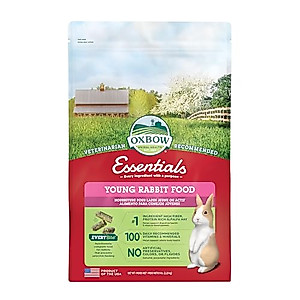 Oxbow Essentials Young Rabbit Food, All Natural Rabbit Pellets, High Energy & Calcium, Made in the USA, All Natural Vitamins & Minerals, Veterinarian Recommended, 5 lb