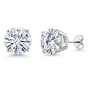 Gem Stone King 925 Sterling Silver 10MM Round Gemstone Birthstone Stud Earrings For Women