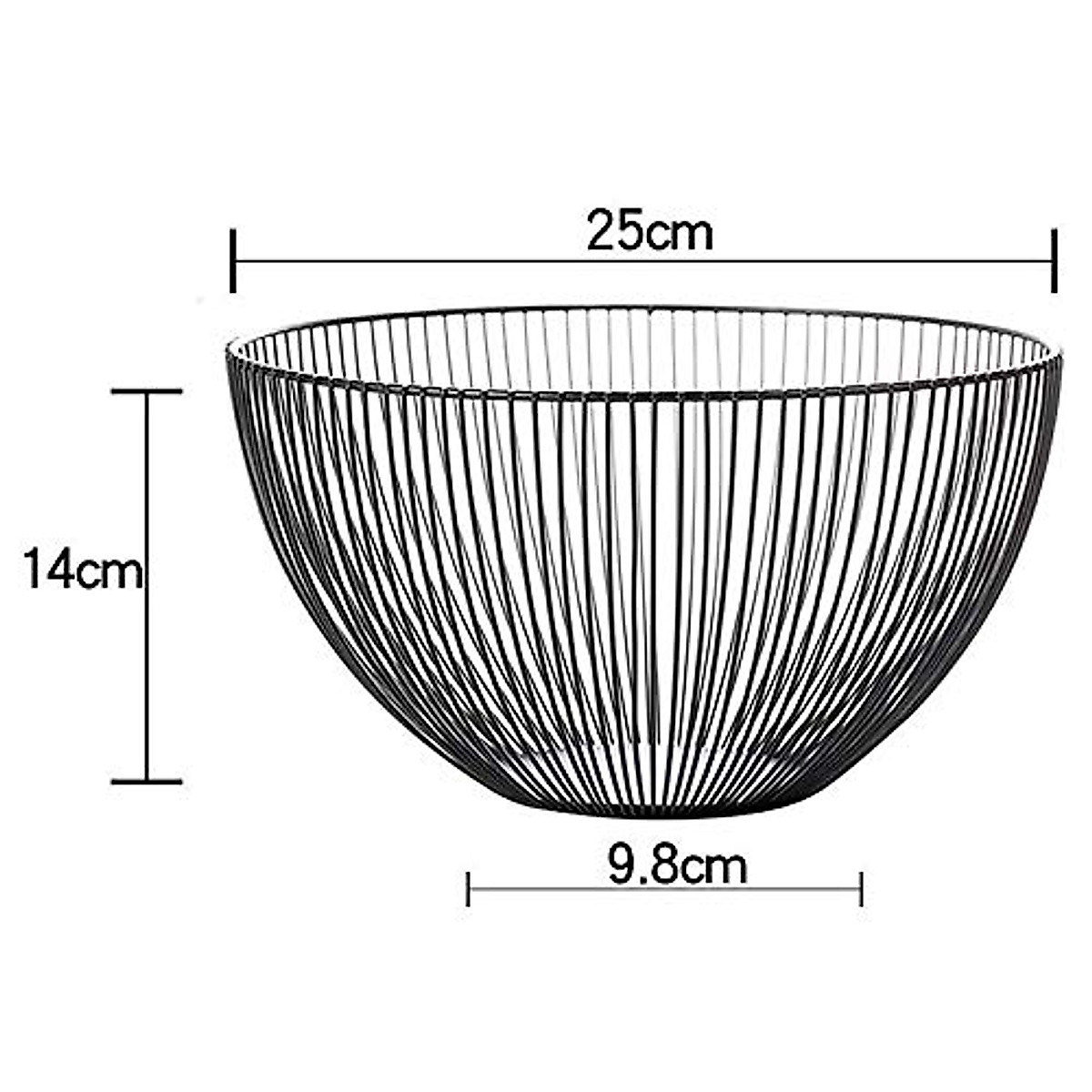 Cq acrylic Metal Wire Fruit Basket,Large Round Storage Baskets for Bread,Metal Wire Bread Fruit Bowl Vegetable Stand Holder for Snacks,Modern Fruit Bowl Decorate Kitchen Counter,Black