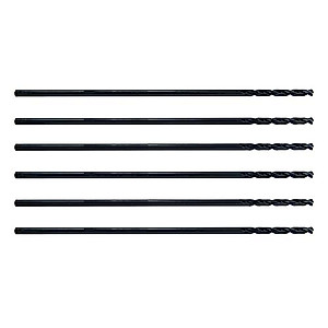 MAXTOOL 1/8"x12" 6pcs Identical Aircraft Extension Drills HSS M2 Extra Long Deep Twist Drill Bits Straight Shank Fully Ground Black; ACF02B12R08P6