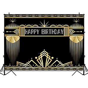 Avezano 7x5ft Great Gatsby Theme Birthday Party Backdrop Roaring 20s Retro 1920s Photo Booth Backdrop for Adults Birthday Party Decorations The Great Gatsby Theme Bday Parties Photoshoot Background
