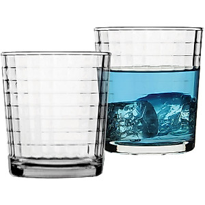 Elle Decor 16 Piece St. Tropez Glassware Set, Drinking Tumblers with 8 Double Old Fashioned DOF Glasses [12.5oz] & 8 Tall Highball Glasses [15.75oz] Classic Drinkware Gift for Home Bar (329779-16)