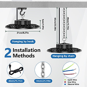 TOPAUBUB 100W High Bay LED Light 10 Pack, 15000LM High Bay LED Shop Lights with 6.56FT Cable US Plug, 11.8in Metal Chain, Driver, UFO LED Light 6500K IP65 Commercial Bay Lighting for Warehouse Shop