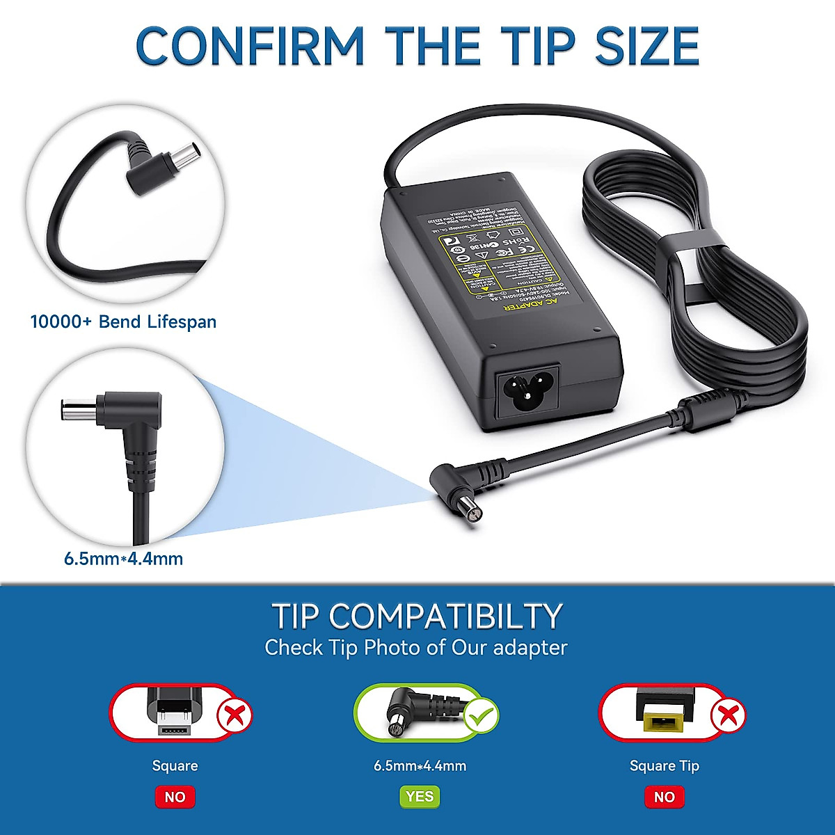 19.5V AC DC Adapter Charger for Sony Bravia TV W600B KDL-40R510C KDL-40W600B KDL-40W600D KDL-32W600D KDL55W650D KDL48W600B KDL-32W700B KDL-48R510C KDL-40S4100 KDL-40S4100 TV Power Supply Cord