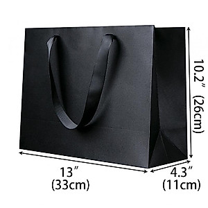 jabberwpacking 13" Large Black Premium Gift Bag with Tissue Paper and Card (Silk Paper Gift Bag) for Father's Day Men Birthday Party Favor