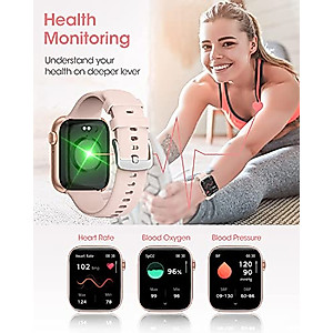 Smart Watch Women(Answer/Make Calls), 2023 Newest 1.8'' Bluetooth Smart Watch for Android iPhones, 5ATM Waterproof Outdoor Fitness Tracker with AI Voice/Heart Rate/SpO2/Sleep Monitor, Smartwatch Pink