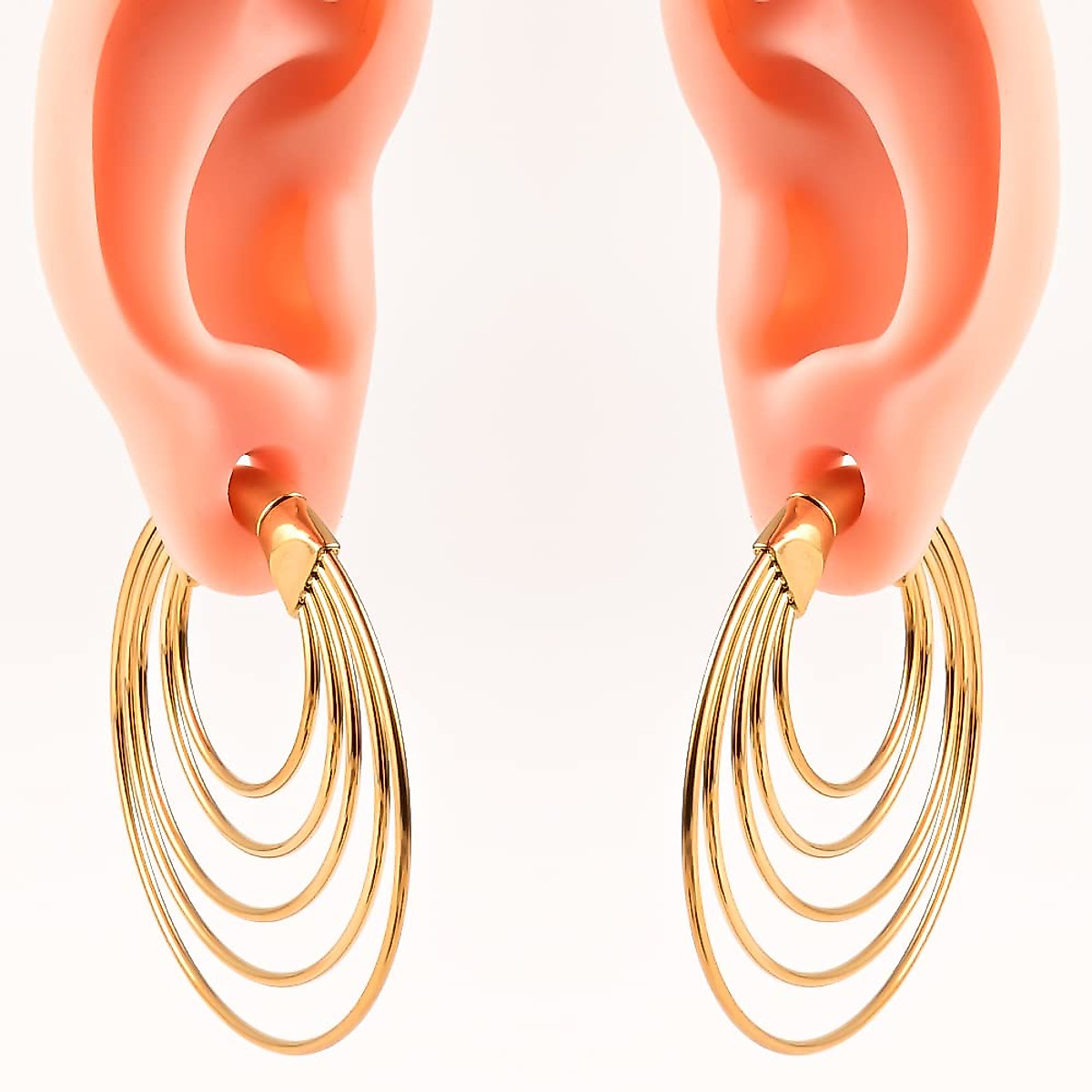 Atomhole 2 PCS Hoops Ear Weights for Stretched Ears Gauges Ear Plugs Body Piercing Tunnels 316 Stainless Steel Hypoallergenic Fashion Body Jewelry (For Lobe in 2G (6mm) or Larger, Gold)