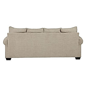 Signature Design by Ashley Zarina New Traditional Queen Sofa Sleeper with Nailhead Trim and 5 Accent Pillows, Beige