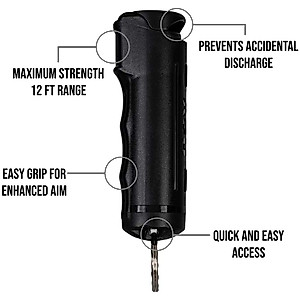POLICE MAGNUM 2 Pepper Spray 1/2oz Black Flip Top Molded Keychain Security Self Defense Police Strength